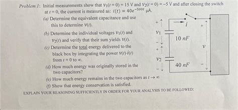 Solved Problem Initial Measurements Show That V T Chegg