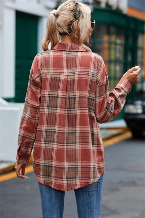 Plaid Collared Neck Long Sleeve Shirt Classic Plaid Shirt Long
