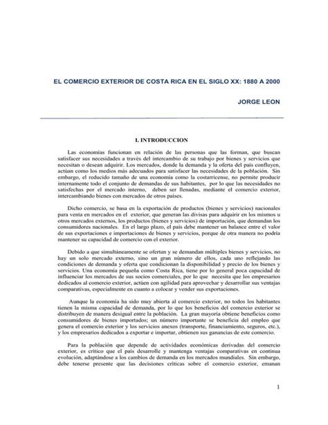 1 El Comercio Exterior De Costa Rica En El Siglo Xx