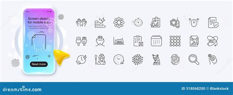 Certificate Density And Charging Time Line Icons For Web App Pictogram Icon Phone Mockup