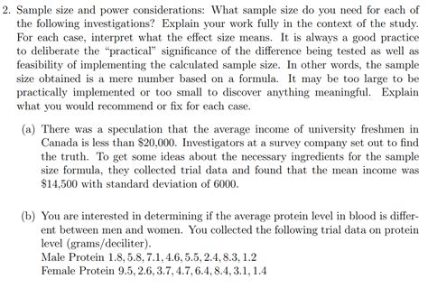 2 Sample Size And Power Considerations What Sample
