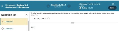 Solved The First Term Of A Sequence Along With A Recursion