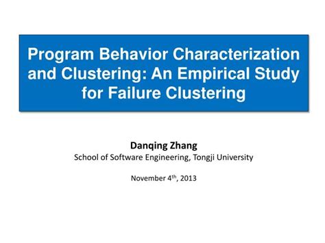ppt program behavior characterization and clustering an empirical