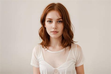 Premium Photo Headshot Portrait Of Happy Ginger Girl With Freckles