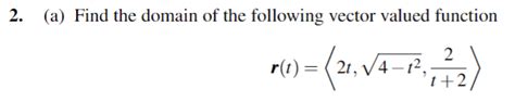 Solved Find The Domain Of The Following Vector Valued