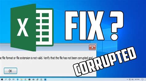 Fix Excel Error File Extension Not Valid Issue