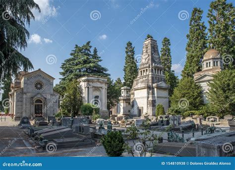 The Tombs On The Monumental Cemetery Of Milan Italy Editorial Stock