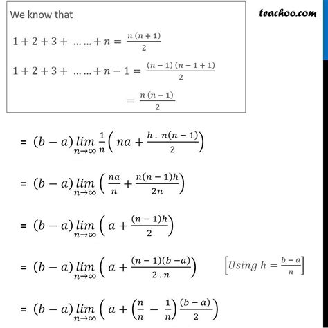 Ex Integrate X Dx From A To B By Limit As A Sum