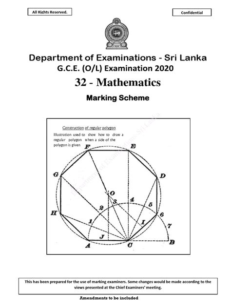 G C E Ordinary Level Mathematics Answers 2021 In English Medium Pdf