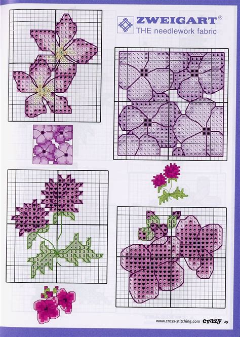 Схема вышивания крестом Маленькие фиолетовые цветы Схемы и Узоры
