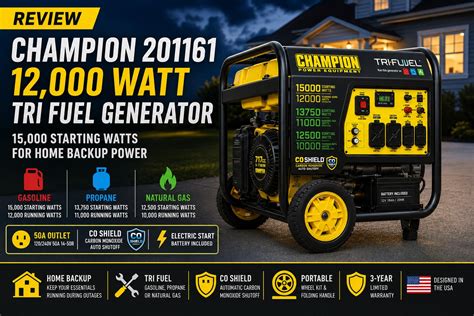 12000 Watt Tri Fuel Generator Champion 201161 Review