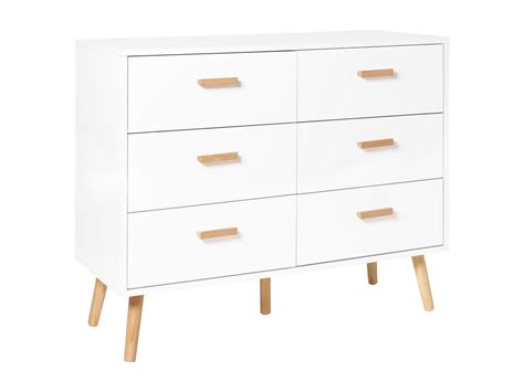 Commode 6 Tiroirs Blanc Newark Iii