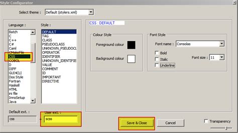 Syntax Highlighting Notepad Applying Css Styles For Scss Files