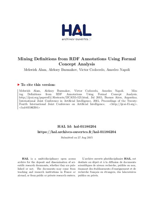 Pdf Mining Definitions From Rdf Annotations Using Formal Concept Analysis