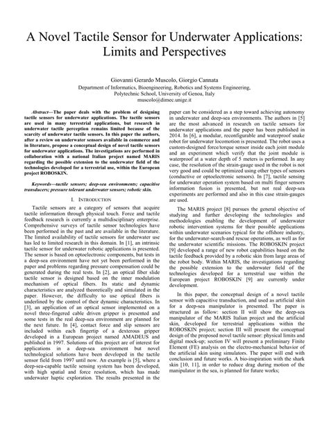 Pdf A Novel Tactile Sensor For Underwater Applications Limits And Perspectives