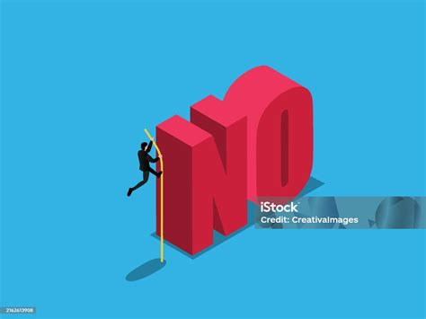 단어 No 3d 아이소 메트릭 벡터 일러스트 레이 션을 건너 뛰는 사업가 개념에 대한 스톡 벡터 아트 및 기타 이미지 개념 거절 결심 Istock