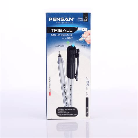 Pensan Ballpoint Pen – Triball 1003, 1.0 mm, Set of 12 pens, BLACK ...