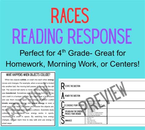 Races Reading Response Passage 7 By Dew Drop Designs Tpt
