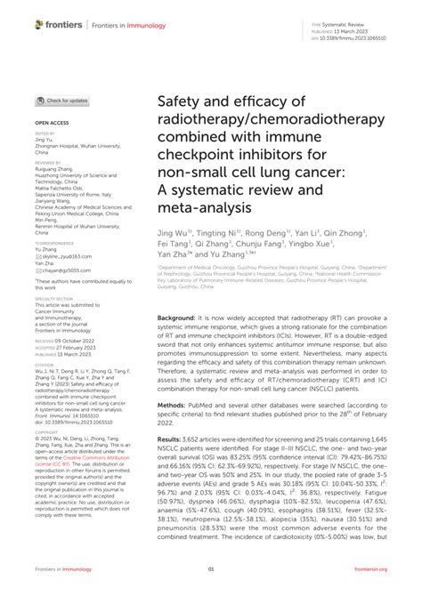 Pdf Safety And Efficacy Of Radiotherapychemoradiotherapy Combined With Immune Checkpoint
