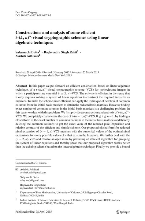Pdf Constructions And Analysis Of Some Efficient T K N ∗ Visual