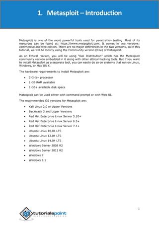 Metasploit Tutorial PDF Operating Systems Computer Software And Applications