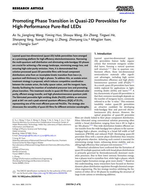 Promoting Phase Transition In Quasi‐2d Perovskites For High‐performance