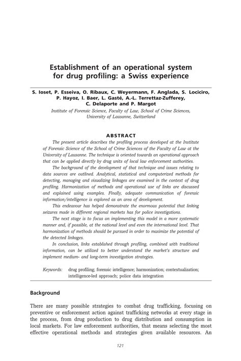 Pdf Establishment Of An Operational System For Drug Profiling A