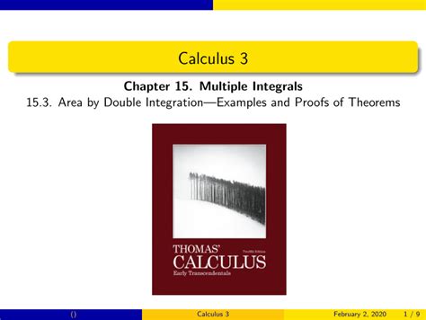 [ppt] Calculus 3 Chapter 15 Multiple Integrals 15 3 Area By Double Powerpoint Presentation