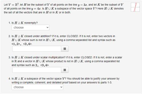 solved let v r2 let h be the subset of v of all points on