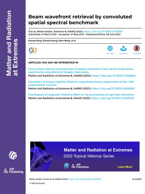 Pdf Beam Wavefront Retrieval By Convoluted Spatial Spectral Benchmark