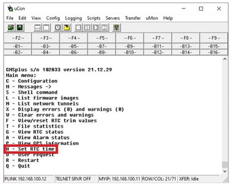 Geosig Gmsplus Set Rtc Time From Recorder Serial Console User Manual