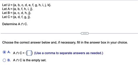 Solved Let U A B C D E F G H I J K Let A A B F H I J Chegg Com