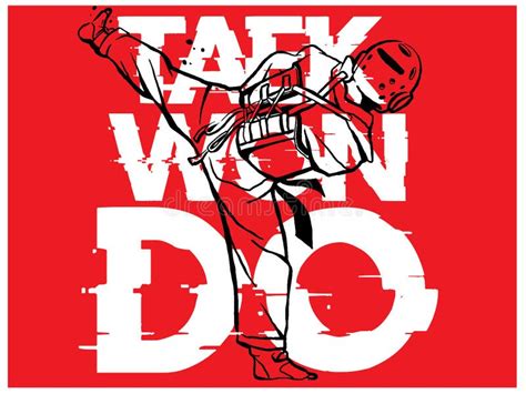 Fighting In Taekwondo Competition Illustration Vector Stock Vector