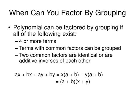 Factoring Using Distributive Property And Grouping Ppt Download