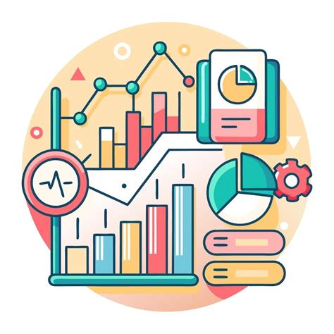 Colorful Bar Charts Line Graphs Pie Charts And Icons In A Circle Premium Ai Generated Vector