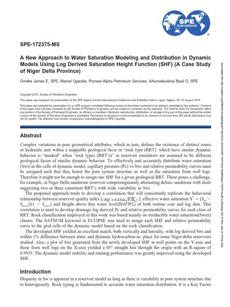 A New Approach To Water Saturation Modeling And Distribution In Dynamic