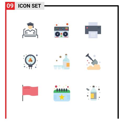 User Interface Pack Of 9 Basic Flat Colors Of Glass Drink Interface Search Molecule Editable