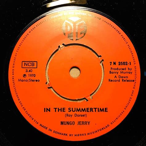 デンマークorg Mungo Jerry In The Summertime ジャケット付きpye Recordsm｜売買された