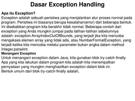 ppt dasar exception handling powerpoint presentation free download