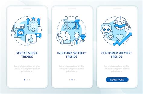 Premium Vector Trends Categories Blue Onboarding Mobile App Screen