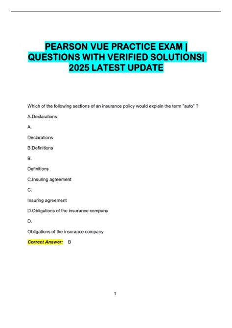 pearson vue practice exam questions with verified solutions 2025