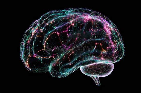 An Abstract Digital Brain Displays Vibrant Neural Connections Against A
