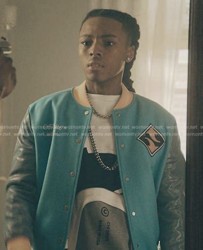 Wornontv Jakes Blue Leather Bomber Jacket On The Chi Michael Epps Clothes And Wardrobe From Tv