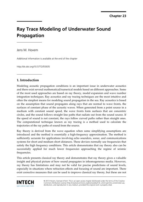 Pdf Ray Trace Modeling Of Underwater Sound Propagation