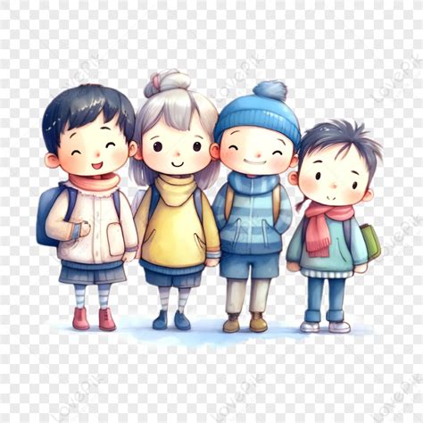 배낭을 메고 있는 초등학생의 귀여운 만화 삽화 소년들 개학 Png 일러스트 무료 다운로드 Lovepik