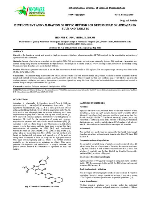 pdf development and validation of hptlc method for determination
