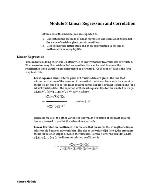 w8 9 module 008 linear regression and correlation pdf pdf