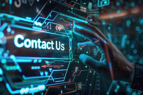 Futuristic Human Computer Interface With Holographic Contact Us Display