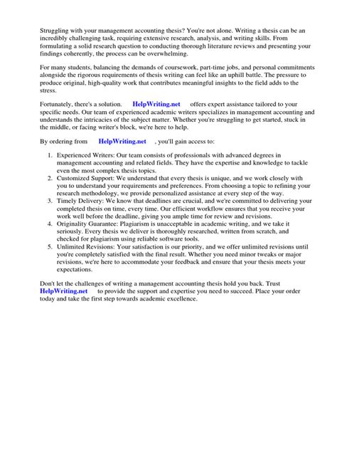 Management Accounting Thesis Sample Pdf Management Accounting