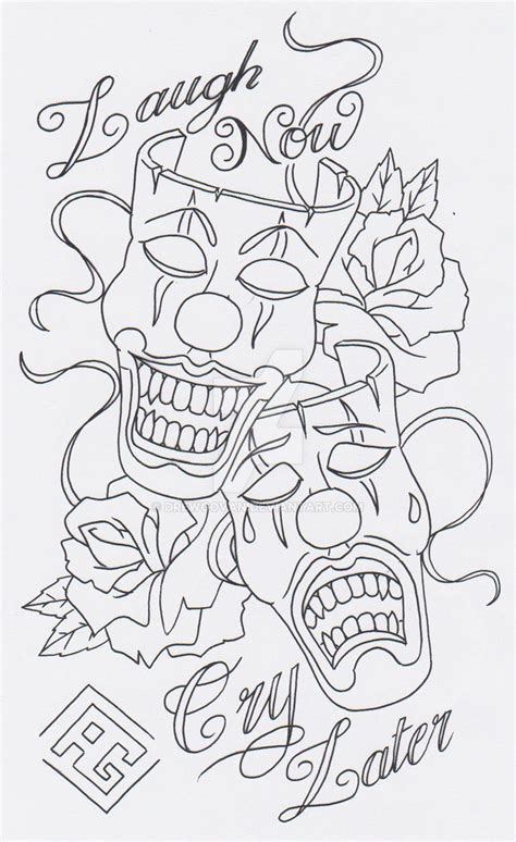 Outline Smile Now Cry Later Tattoo Designs Music Tattoo Ideas